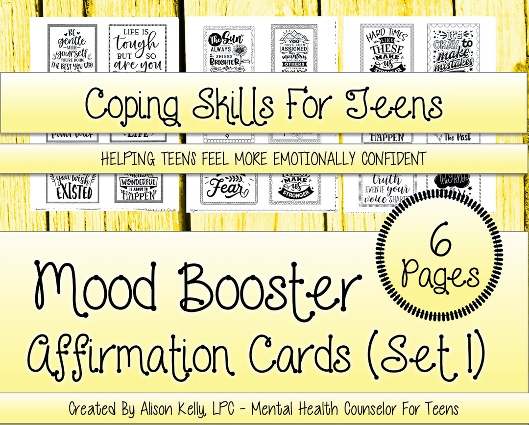 Mood Booster Affirmation Cards set 1 Coping Skills for - Etsy