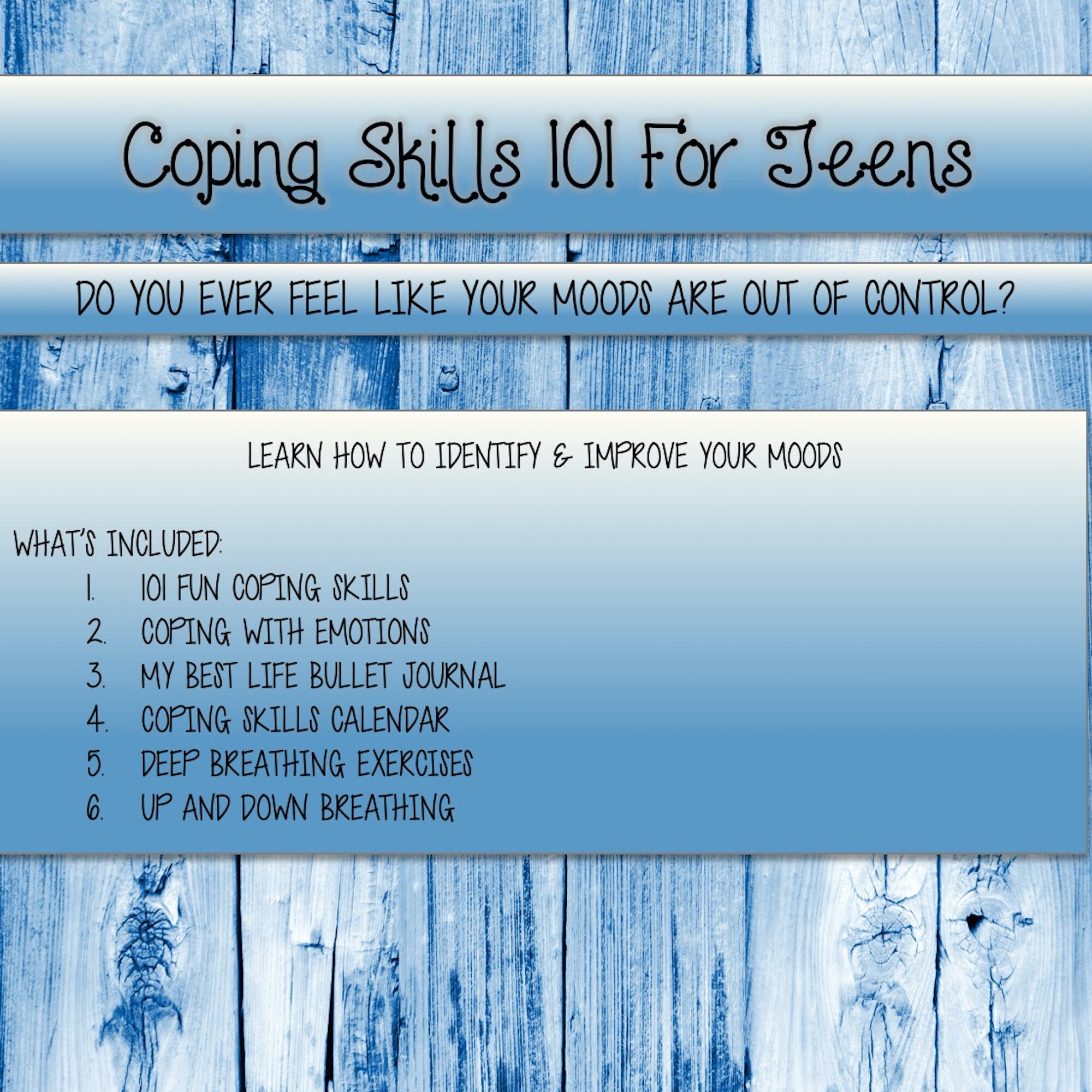 Coping Skills 101 Coping Skills for Teens - Etsy