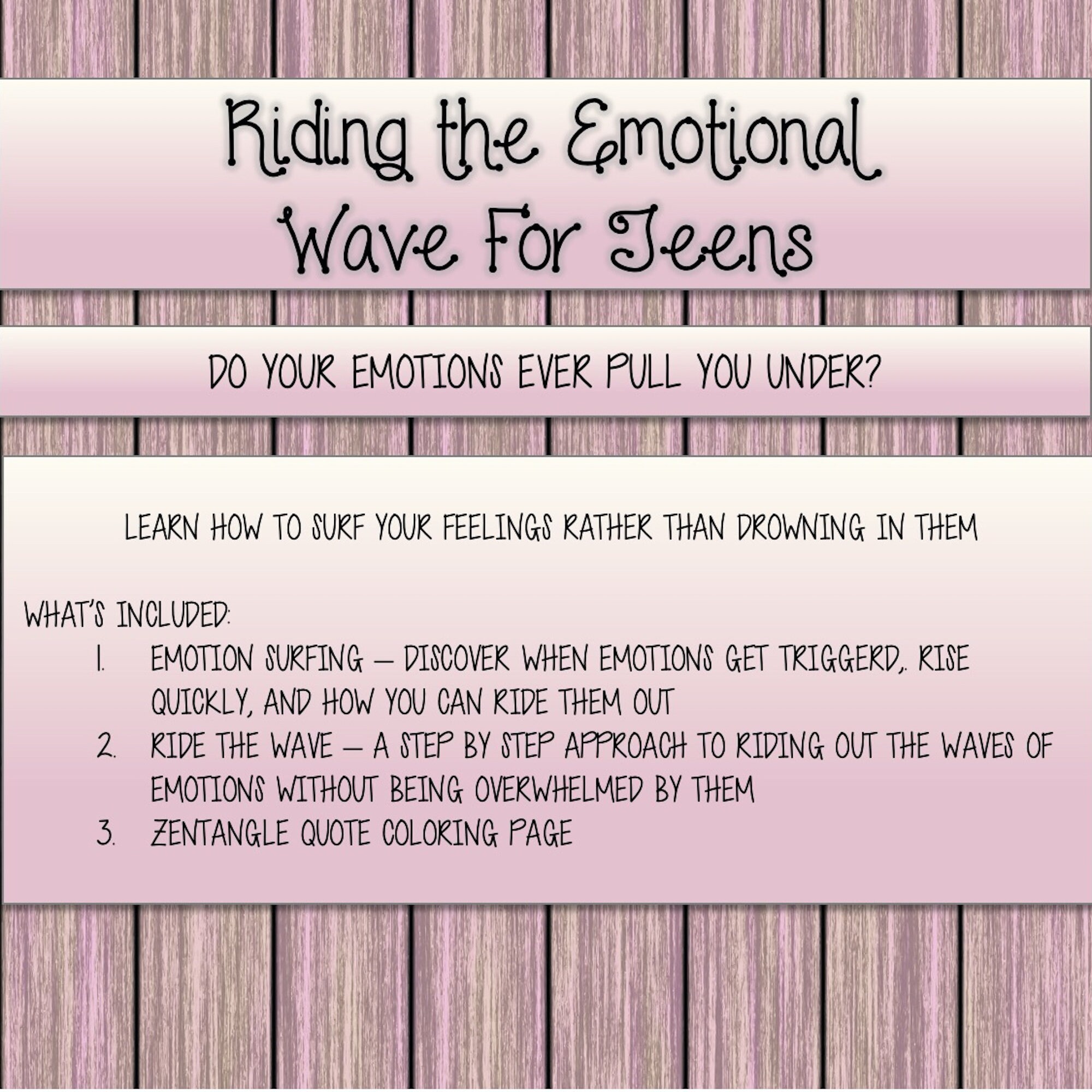 Riding the Emotional Wave Coping Skills for Teens - Etsy