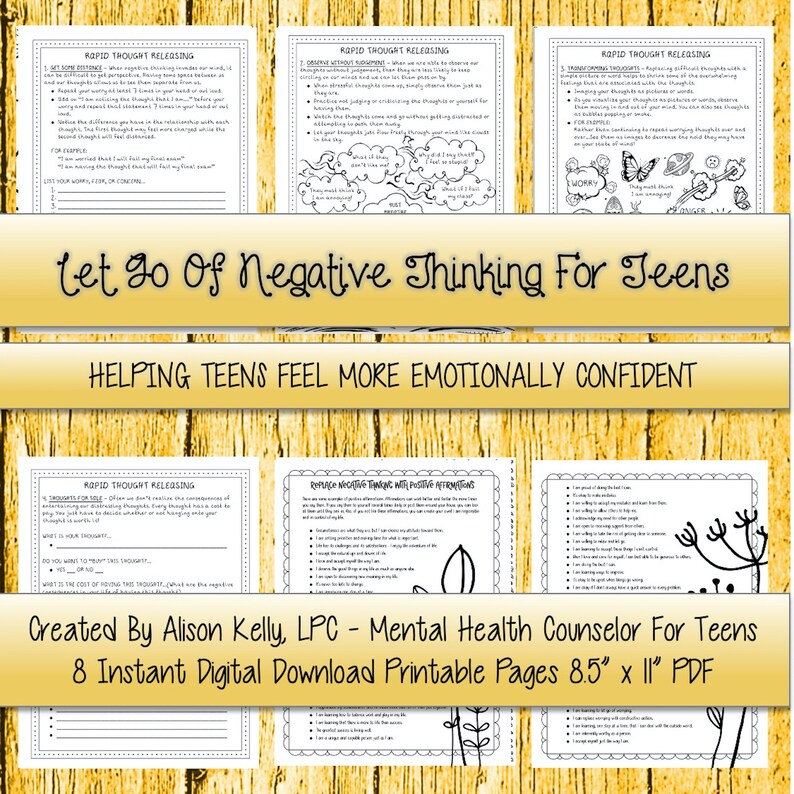 Let Go of Negative Thinking Coping Skills for Teens - Etsy UK