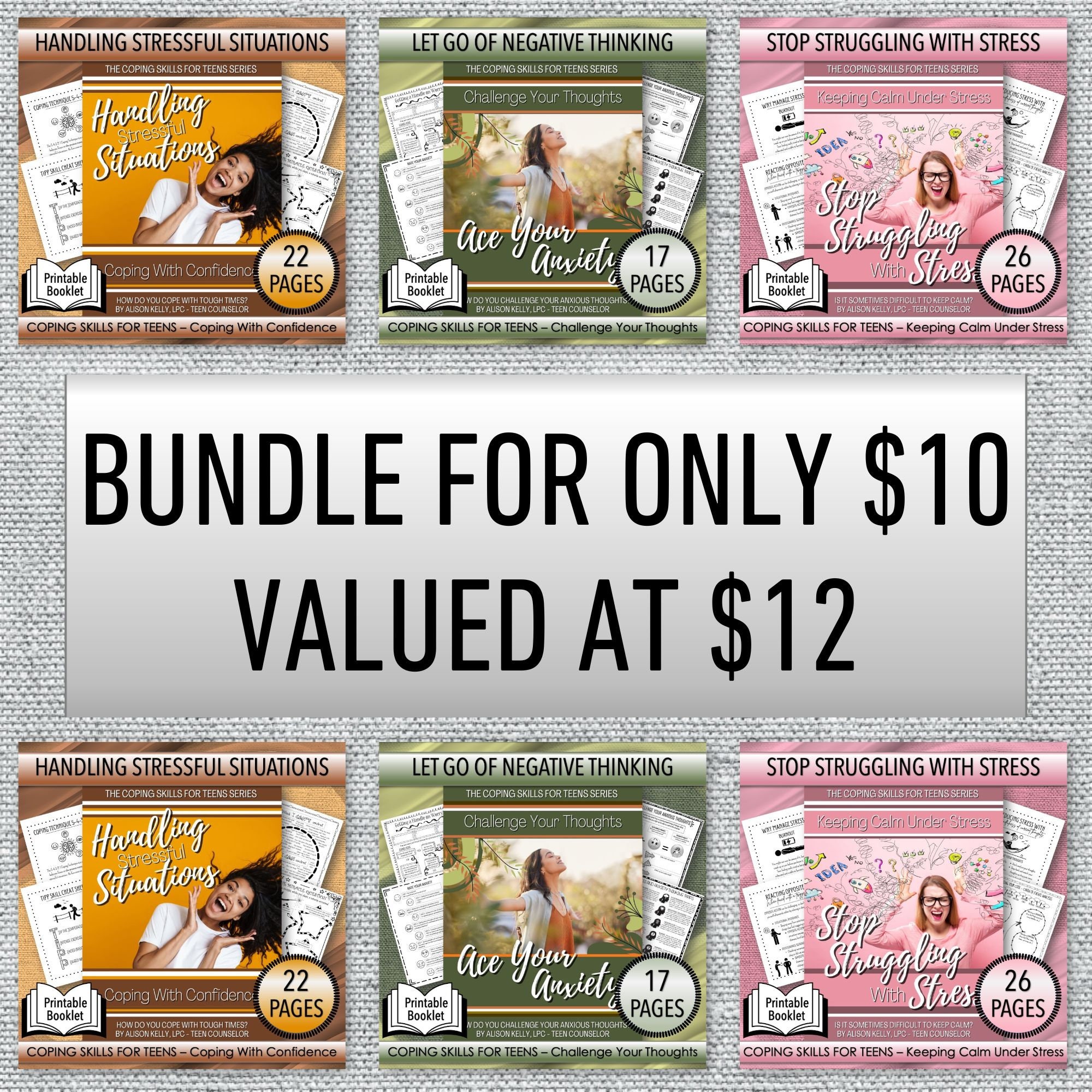 Worry Less Bundle 65 Pages Coping Skills for Teens Stop Struggling With ...