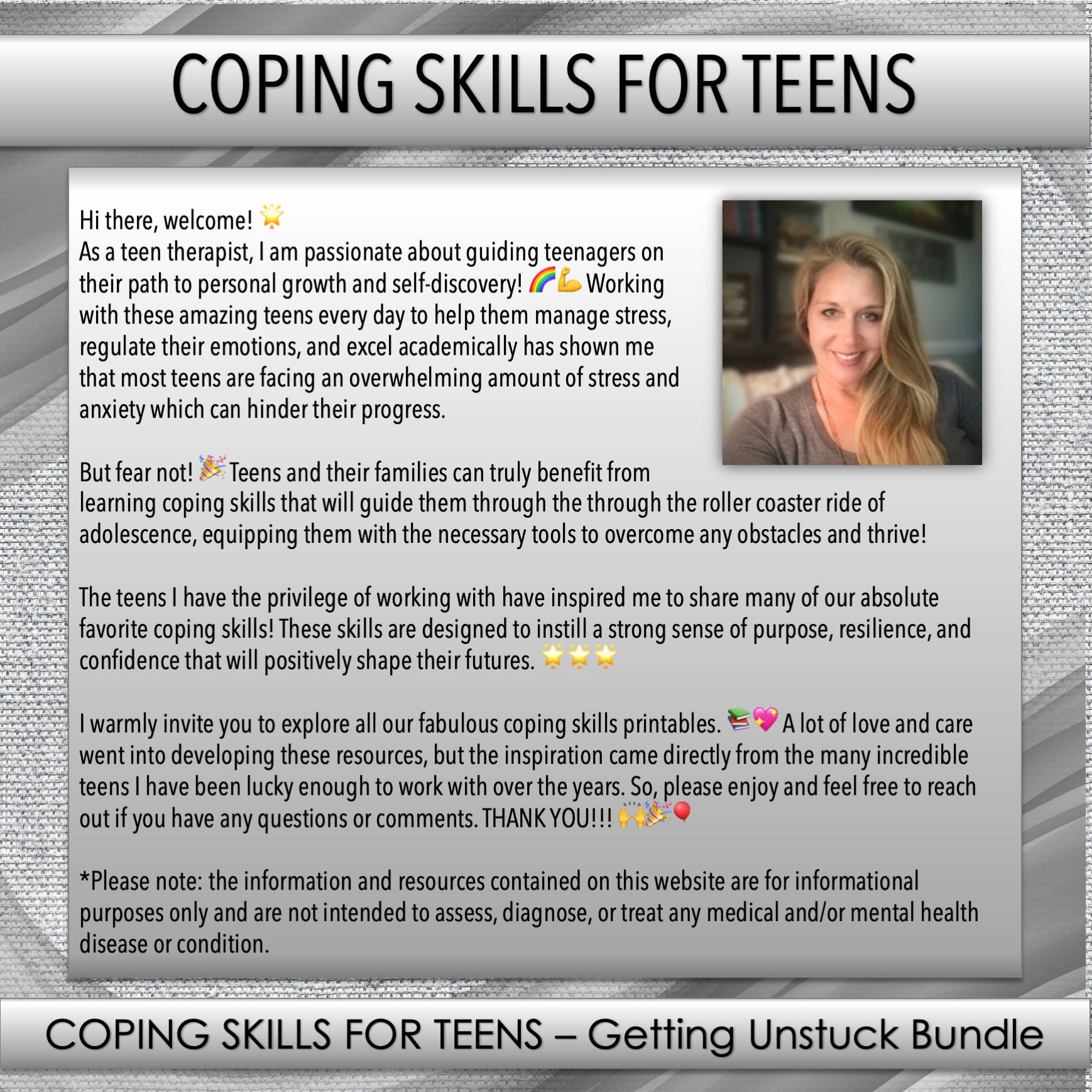 Getting Unstuck Bundle 57 Pages Coping Skills for Teens Boost Breaking ...