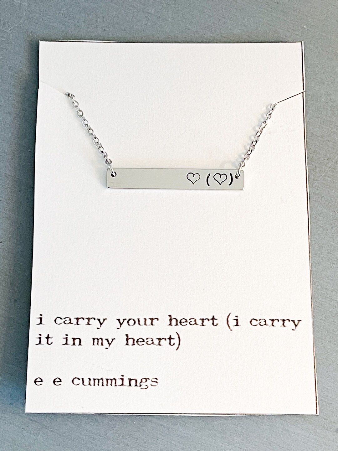 I Carry Your Heart (I Carry It in My Heart) Symbol Necklace / Silver ...