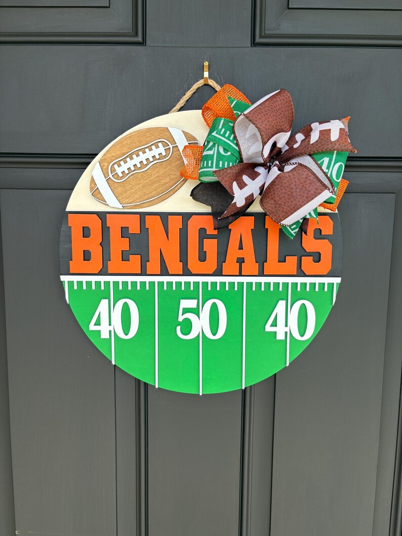 Football Door Hanger | Game Day Porch Decor | Sports Fan Front Door ...