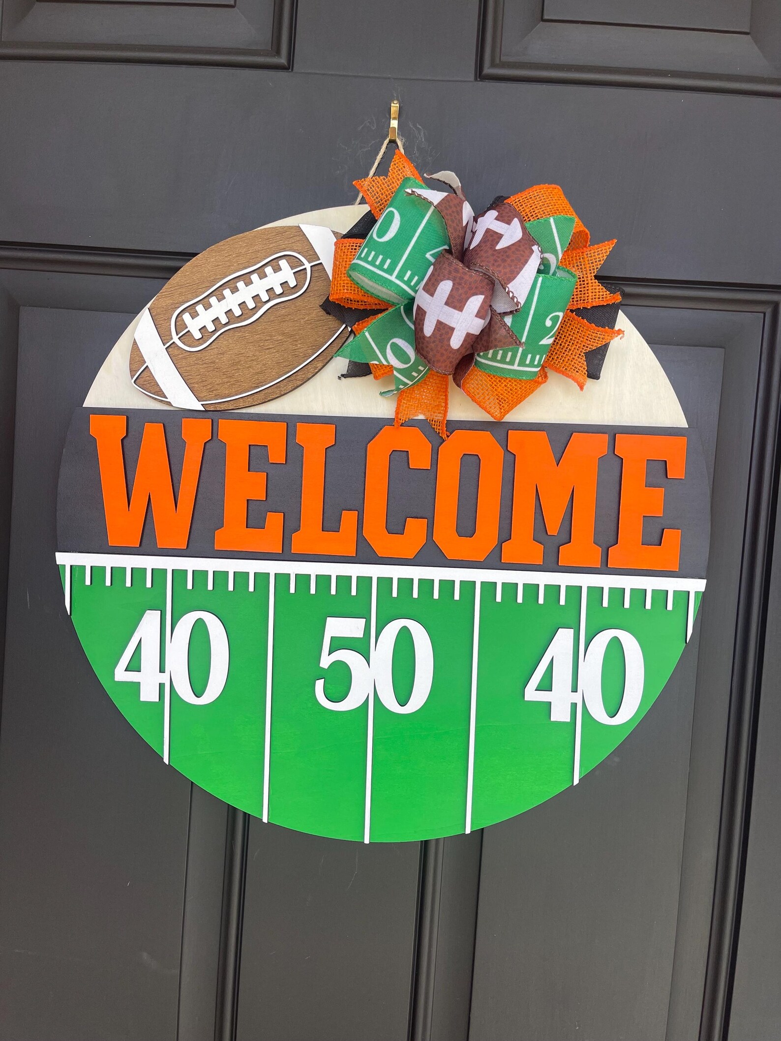 Football Door Hanger | Game Day Porch Decor | Sports Fan Front Door ...