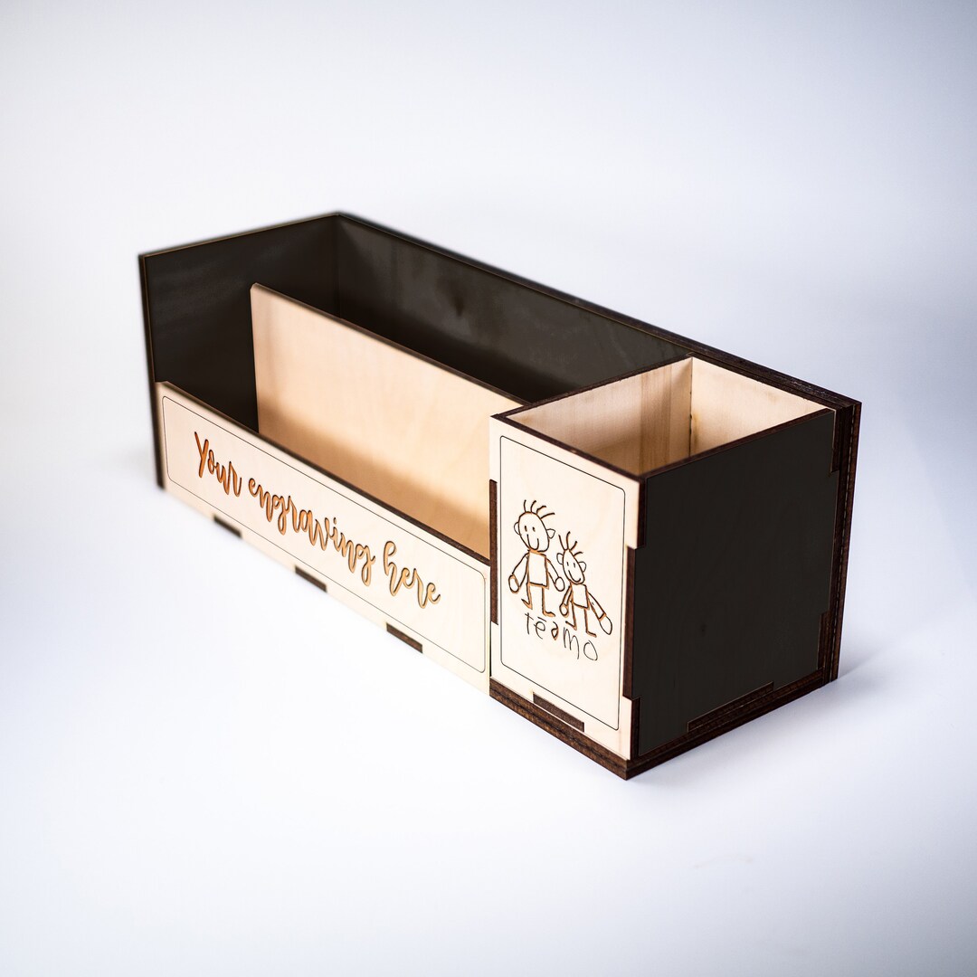 Custom Desk Organizer Wooden Shelf Personalized Engraved Storage ...