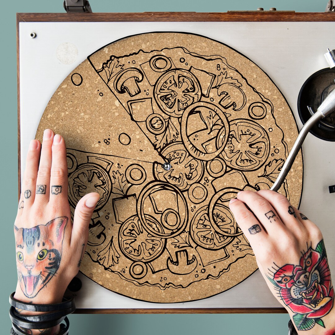Custom Cork Slip Mat for Turntable Pizza Personalized Slipmat Gift for ...