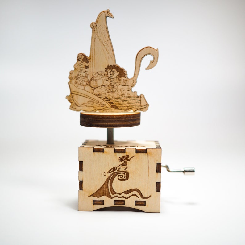 Personalized Moana Music Box: How Far I'll Go, Birch Wood, Handmade - Etsy