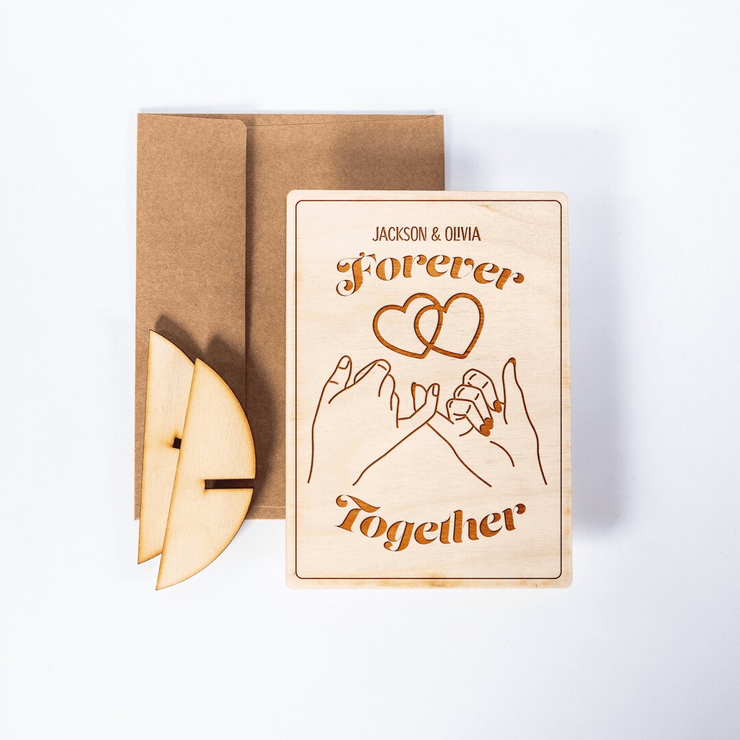 Personalized Wood Card Forever Together Custom Engraved Greeting ...