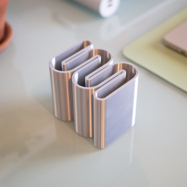 Modern Silver Pencil Cup: Minimalist Desk Organizer, Pen Holder - Etsy