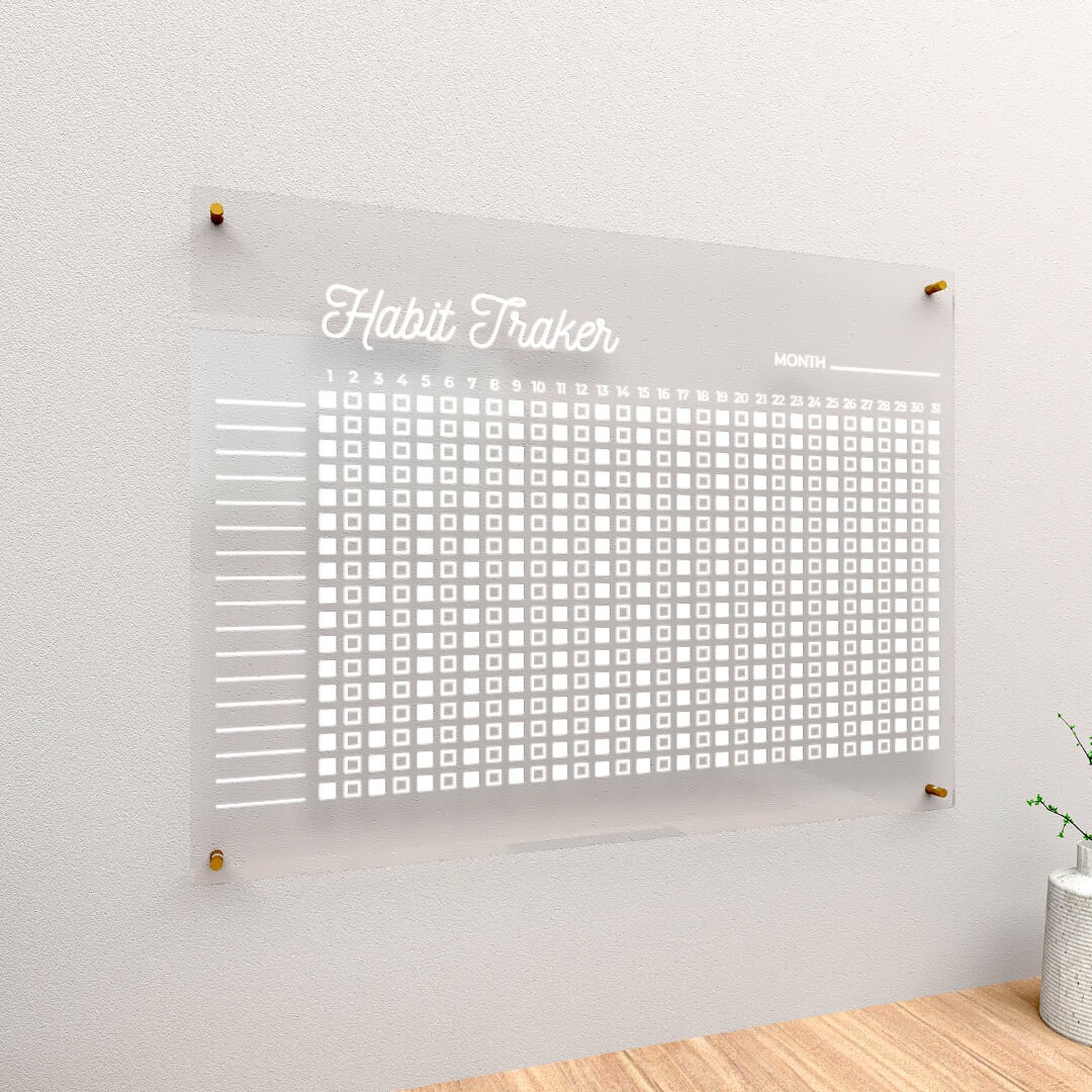 Custom Acrylic Habit Tracker: Engraved Wall Planner - Etsy