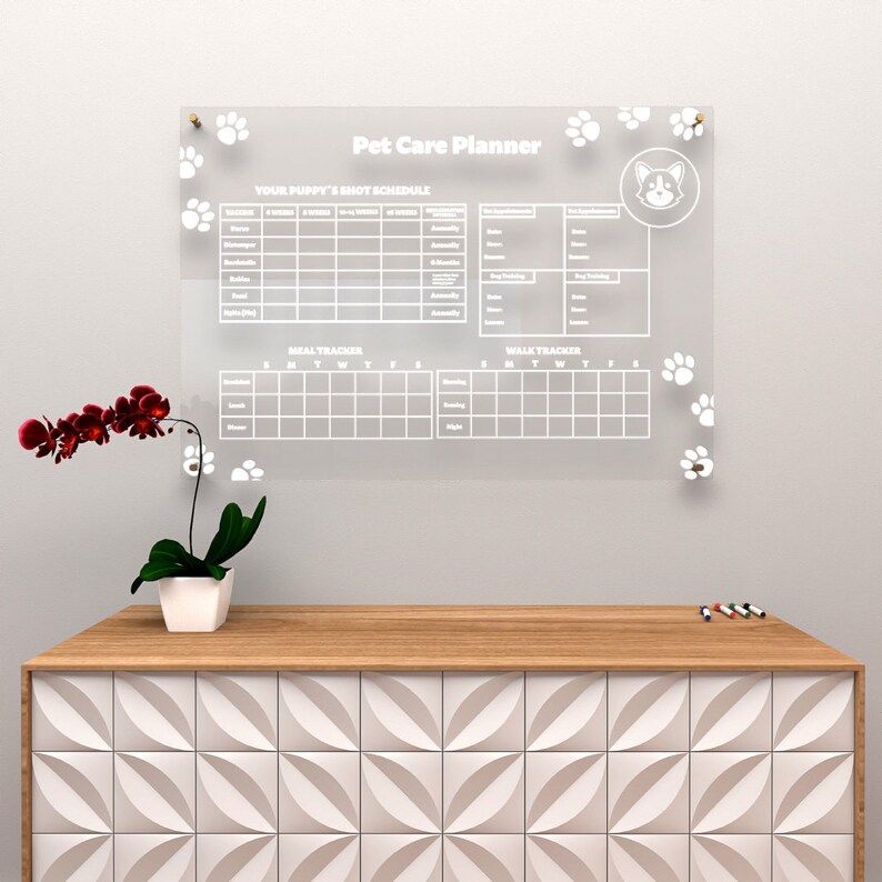 Personalized Acrylic Wall Planner Dog Care Planner Engraved - Etsy