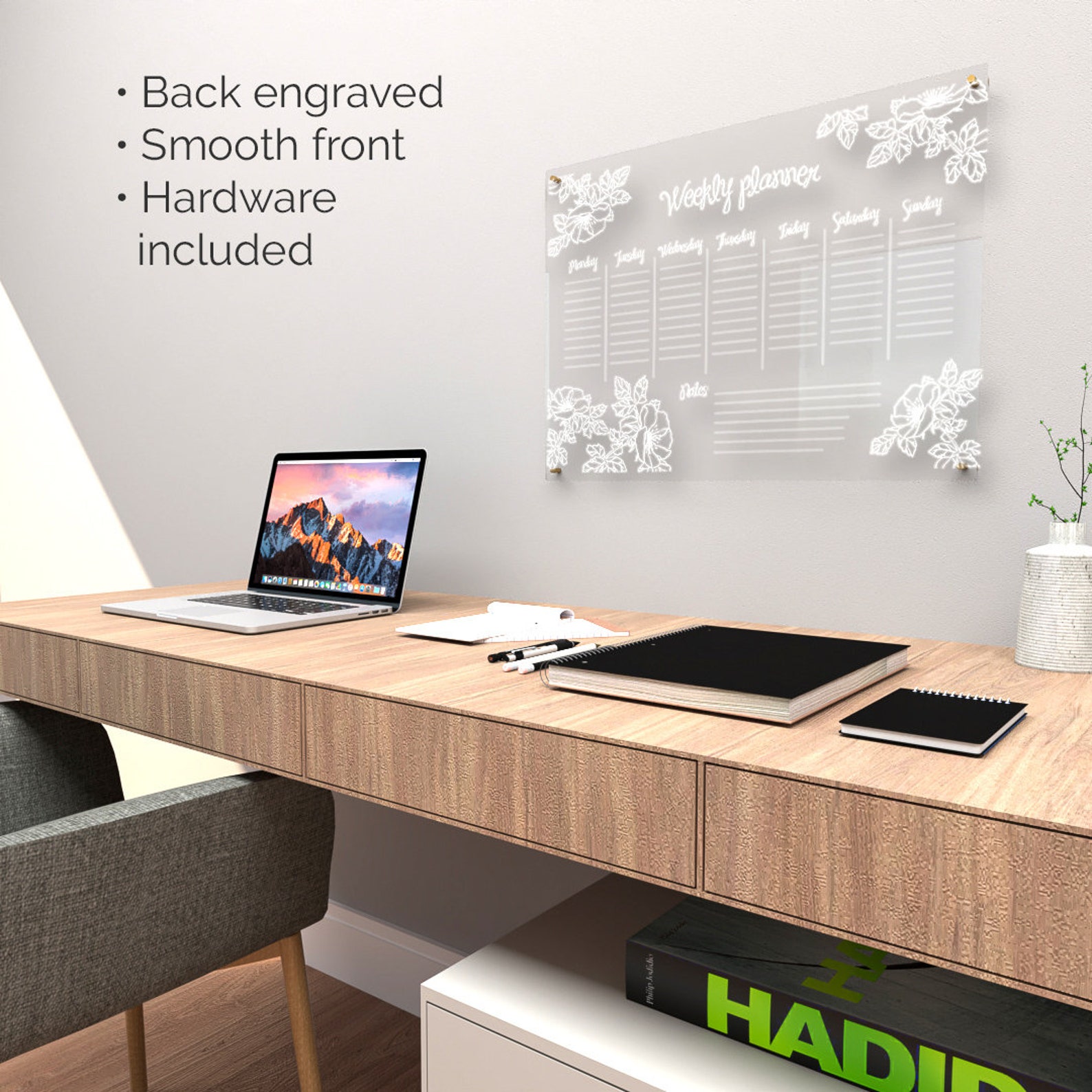 Personalized Acrylic Wall Planner Weekly Planner Flowers - Etsy