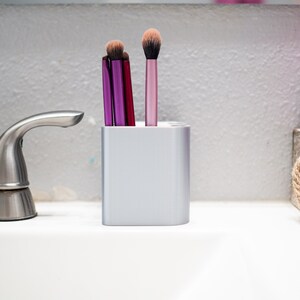 Modern Silver Pencil Cup: Minimalist Desk Organizer, Pen Holder - Etsy