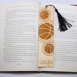 Personalized Name Bookmark Custom Wooden Basketball Gift for Bookworm ...
