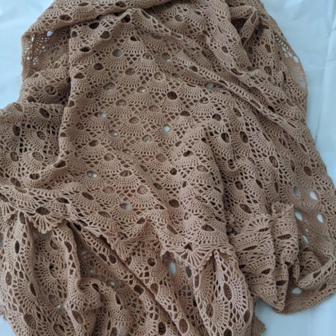 Handmade Crochet Merino Wool Large Taupe Shawl. - Etsy