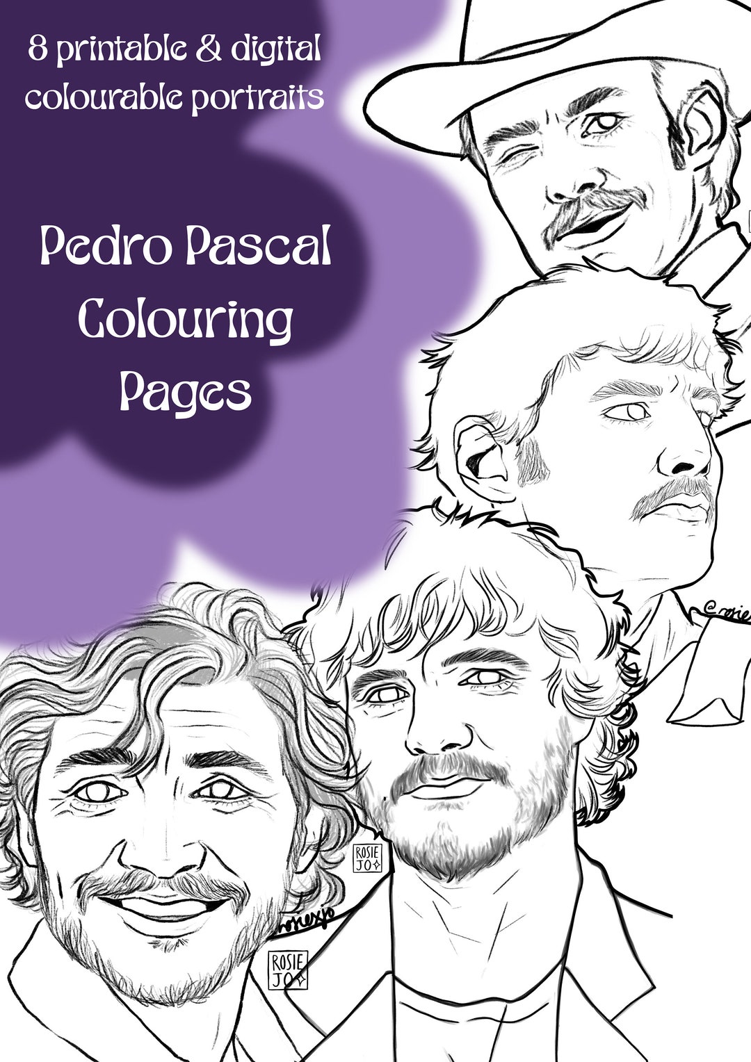 8 Pedro Pascal Digital/printable Colouring Pages - Etsy