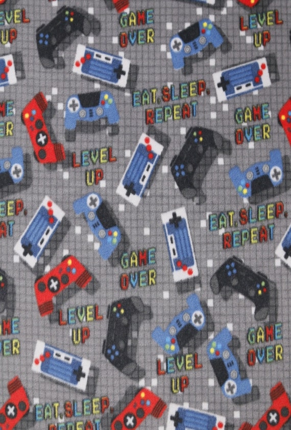 9 Ft Gamer Anti-pill Plush Fleece Fabric Game Over Gray - Etsy