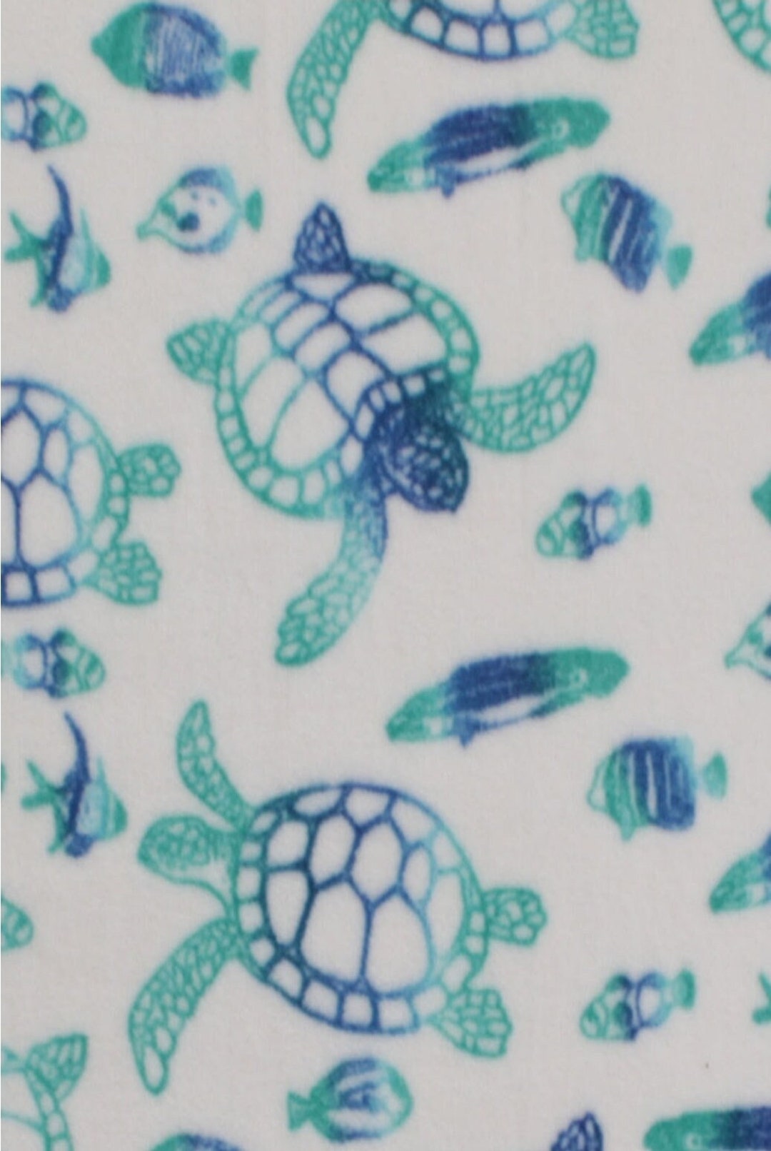 6 Ft, Turtles, Blue and Green Gradient Sea Turtles and Fish on White ...