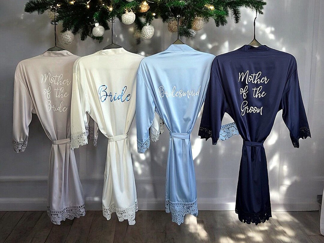 LUXURY Holiday Robes Set Satin Matte Getting Ready Robes Christmas Gift ...