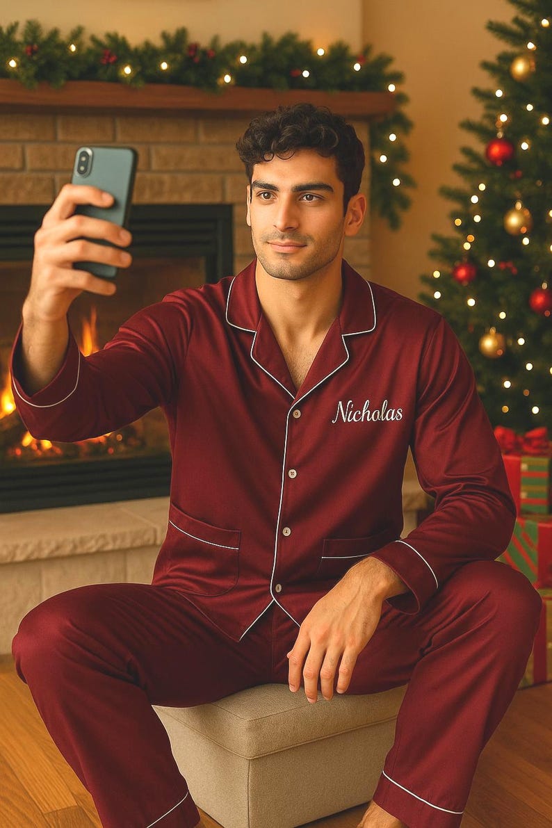 Luxury Satin Family Pajamas • Personalized Name Sets for Holiday Photos ...