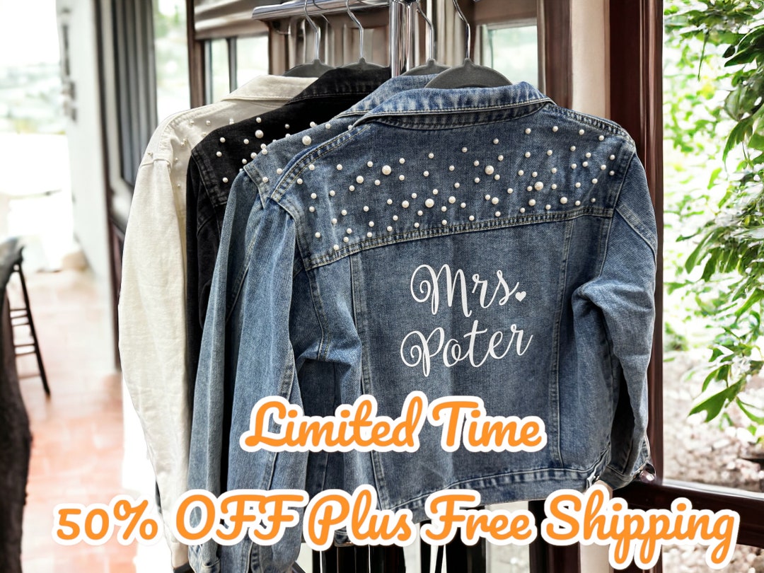Personalized Bridal Pearl-studded Denim Jacket Mrs Pearl Denim Jacket ...