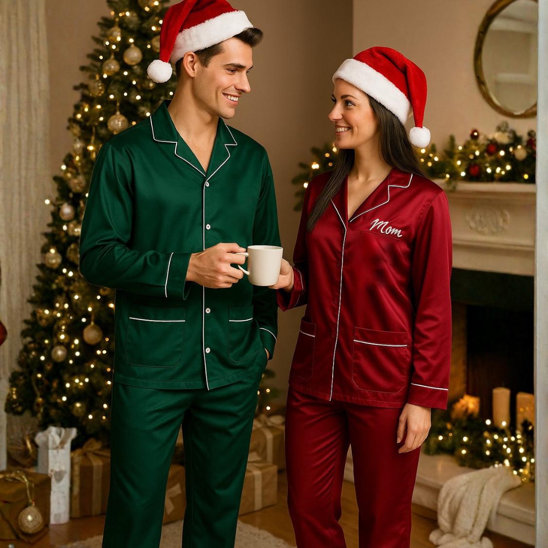 Luxury Satin Family Pajamas • Personalized Name Sets for Holiday Photos ...