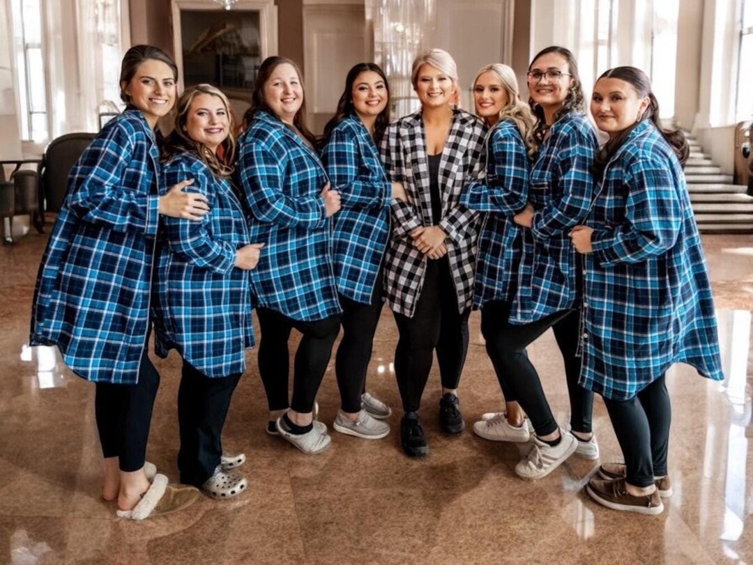 Bridal Party Flannel Pajamas Set of 4,5,6,7,8,9 , Flannel Shirts for ...