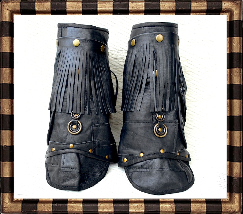 BLACK BOOT COVER Nº131..with Pockets..leather Boots/ Fringed Country ...
