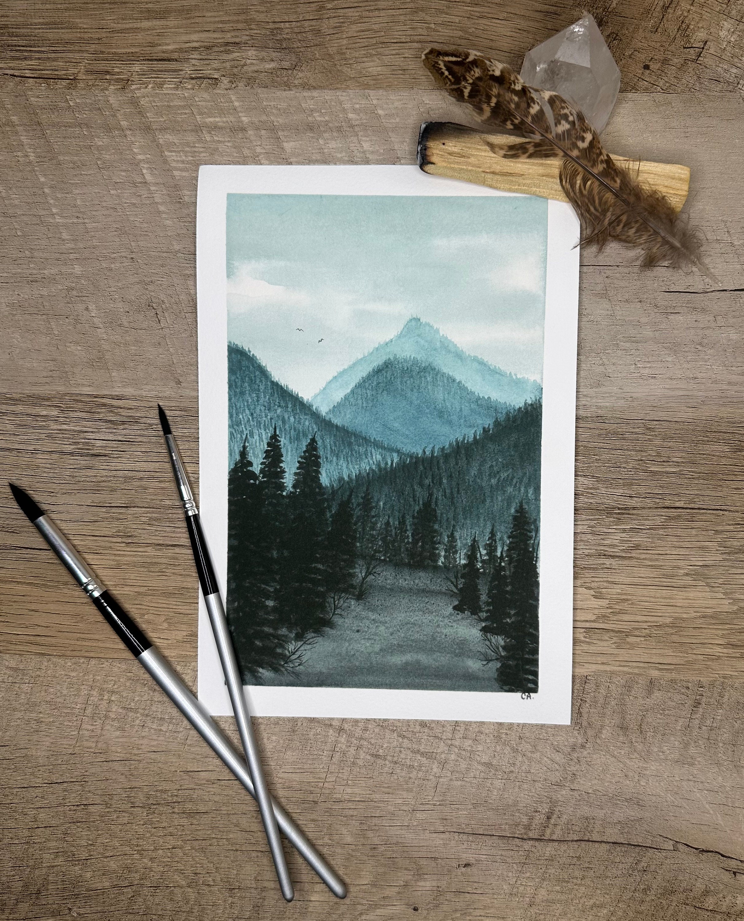 Smoky Mountain Watercolor Painting Smoky Mountain Artwork - Etsy