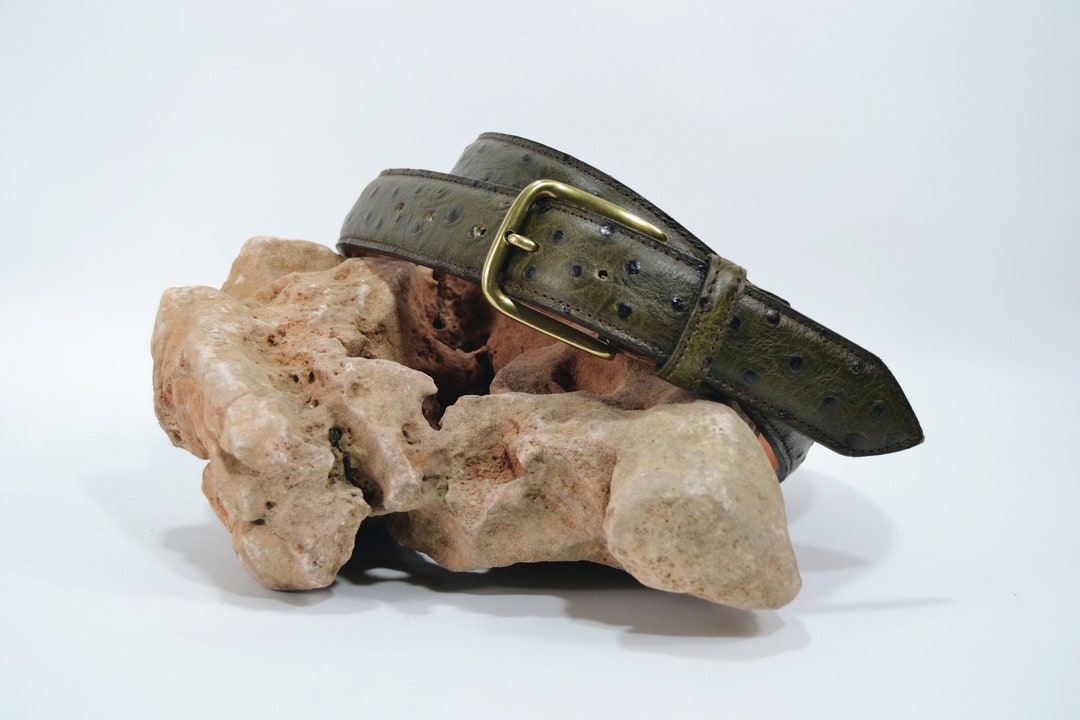 Ostrich Leather Hide Olive Green Color / Handcrafted and Made to Order ...