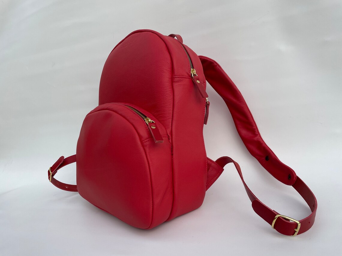 Red Leather Minimalist Backpack | City Backpack | Handcrafted and Made ...