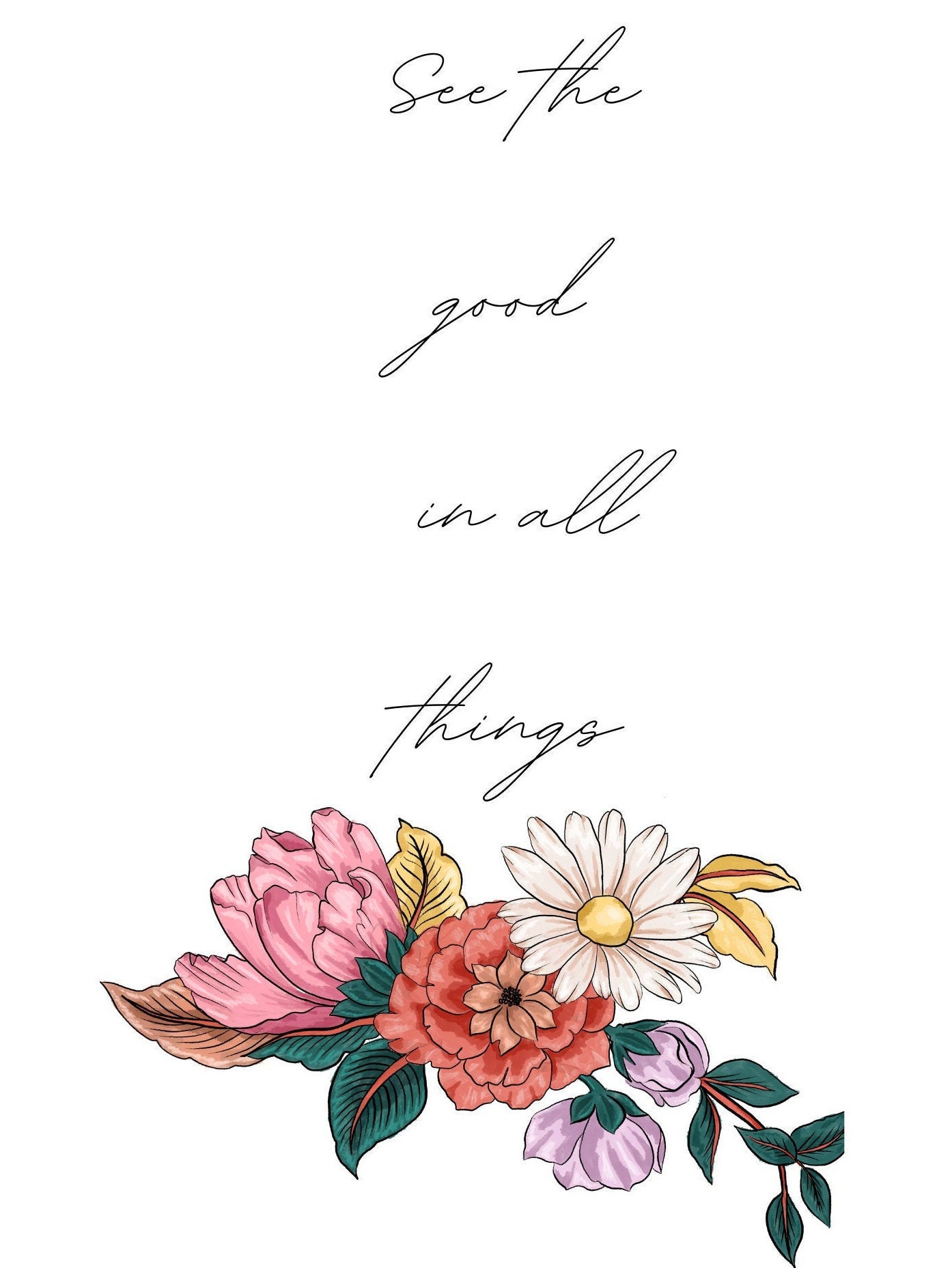 Floral Inspirational Quote Wall Art - Etsy