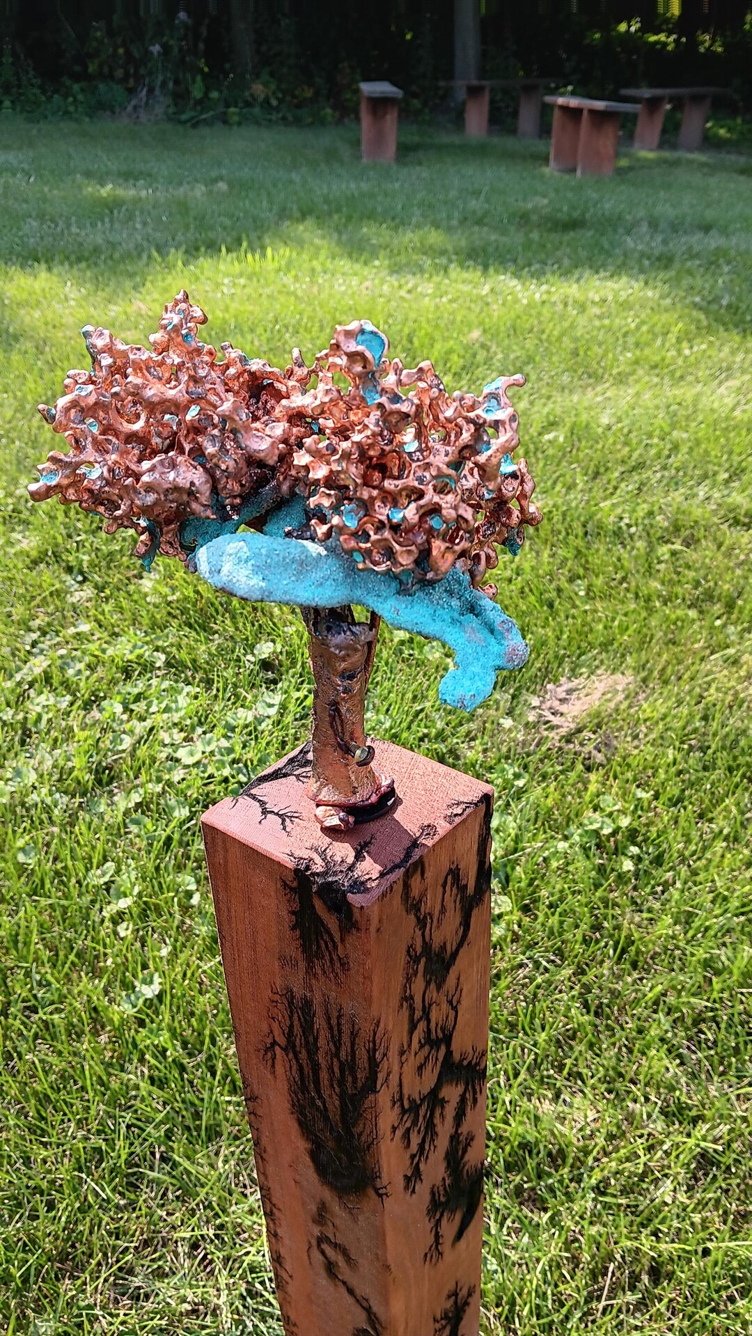 Copper Tree Mounted & Finished on 2 Foot Outdoor Ready Obelisk Made ...