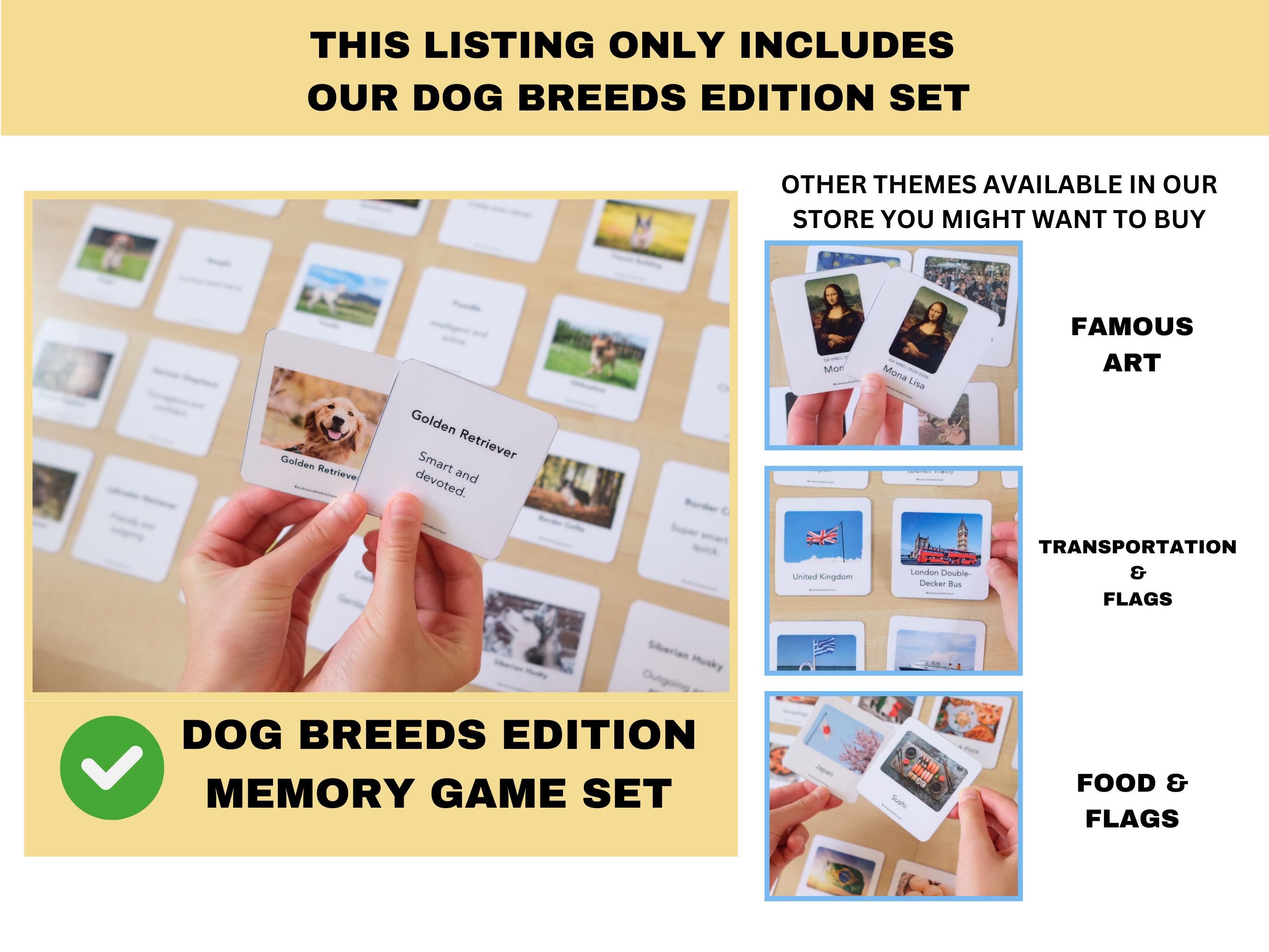 Dog Breeds Memory Game: Montessori Matching Cards (printable PDF) - Etsy