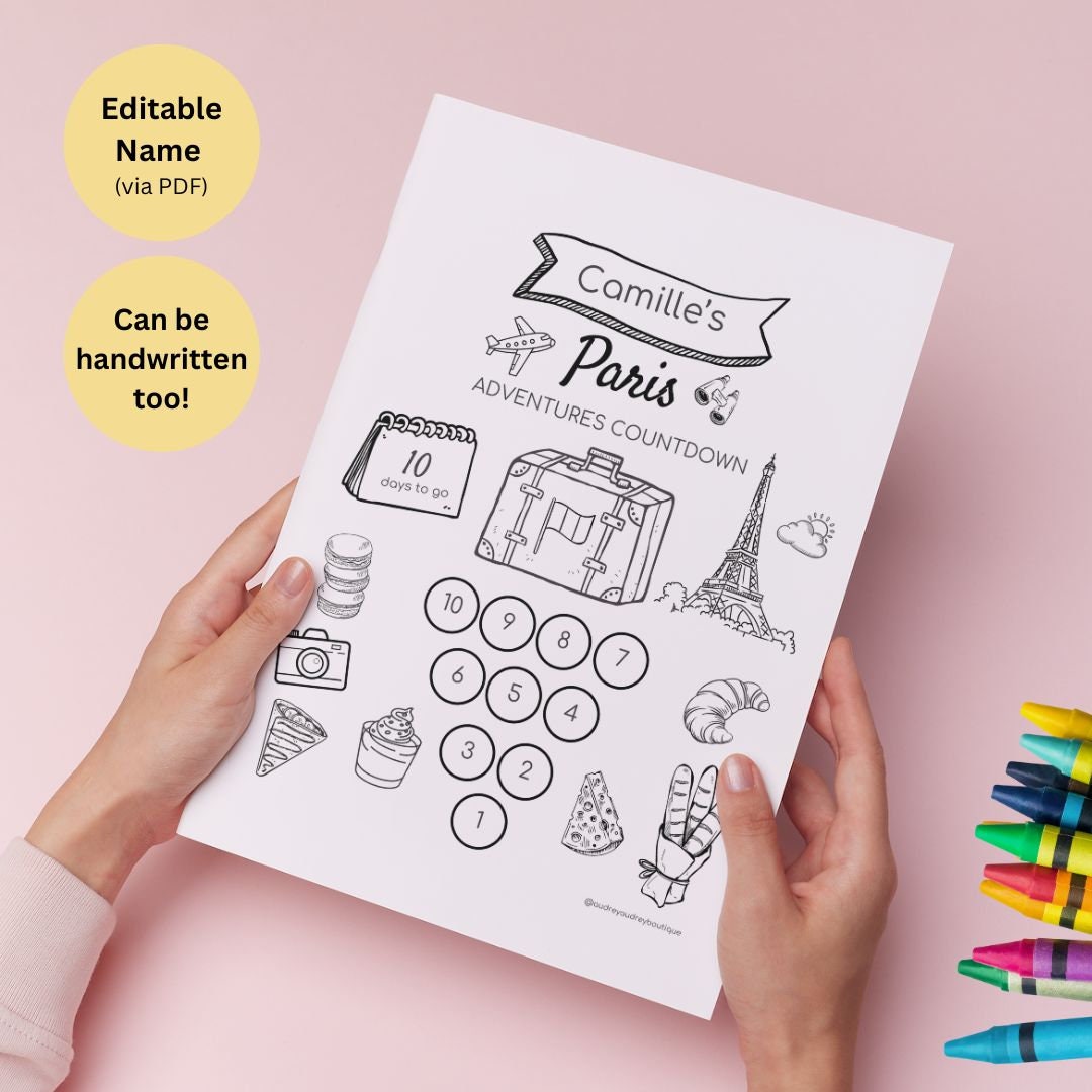 Printable Countdown Paris for Kids Vacation Surprise Trip Reveal Paris ...