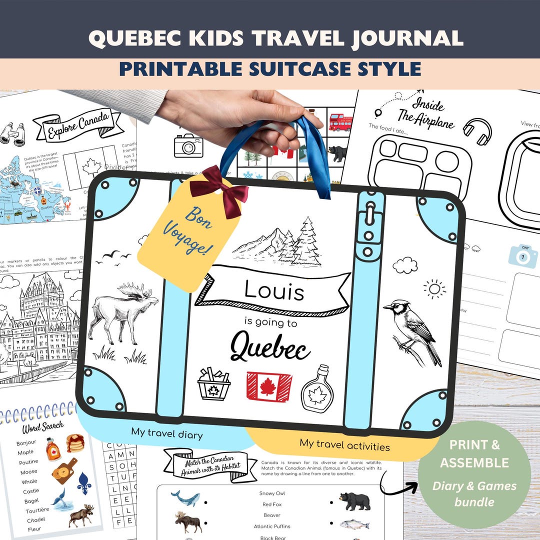 Quebec Kids Travel Journal Kit | Printable Canada Activity Book & Diary ...