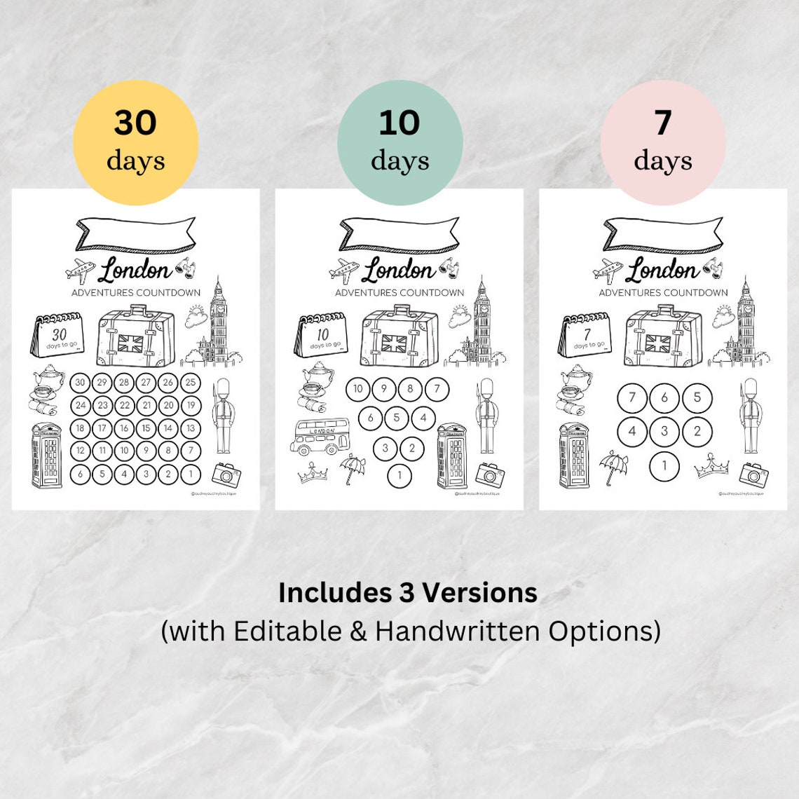 Printable Countdown London for Kids Vacation Surprise Trip - Etsy