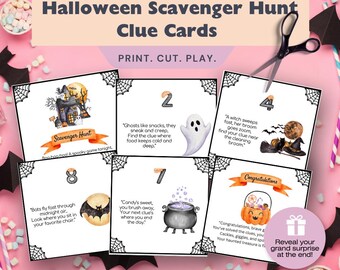 Printable Halloween Game | Kids Scavenger Hunt Activity | Indoor Clue ...