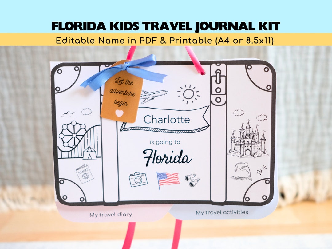 Personalized Florida Kids Travel Journal Kit: Printable Vacation Diary ...