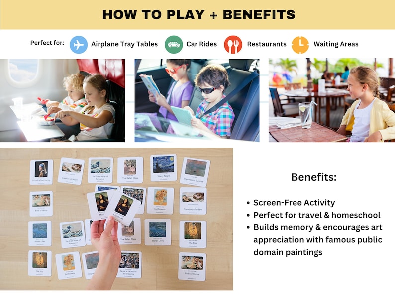 Art History Memory Game for Kids: Montessori Homeschool Travel Activity ...