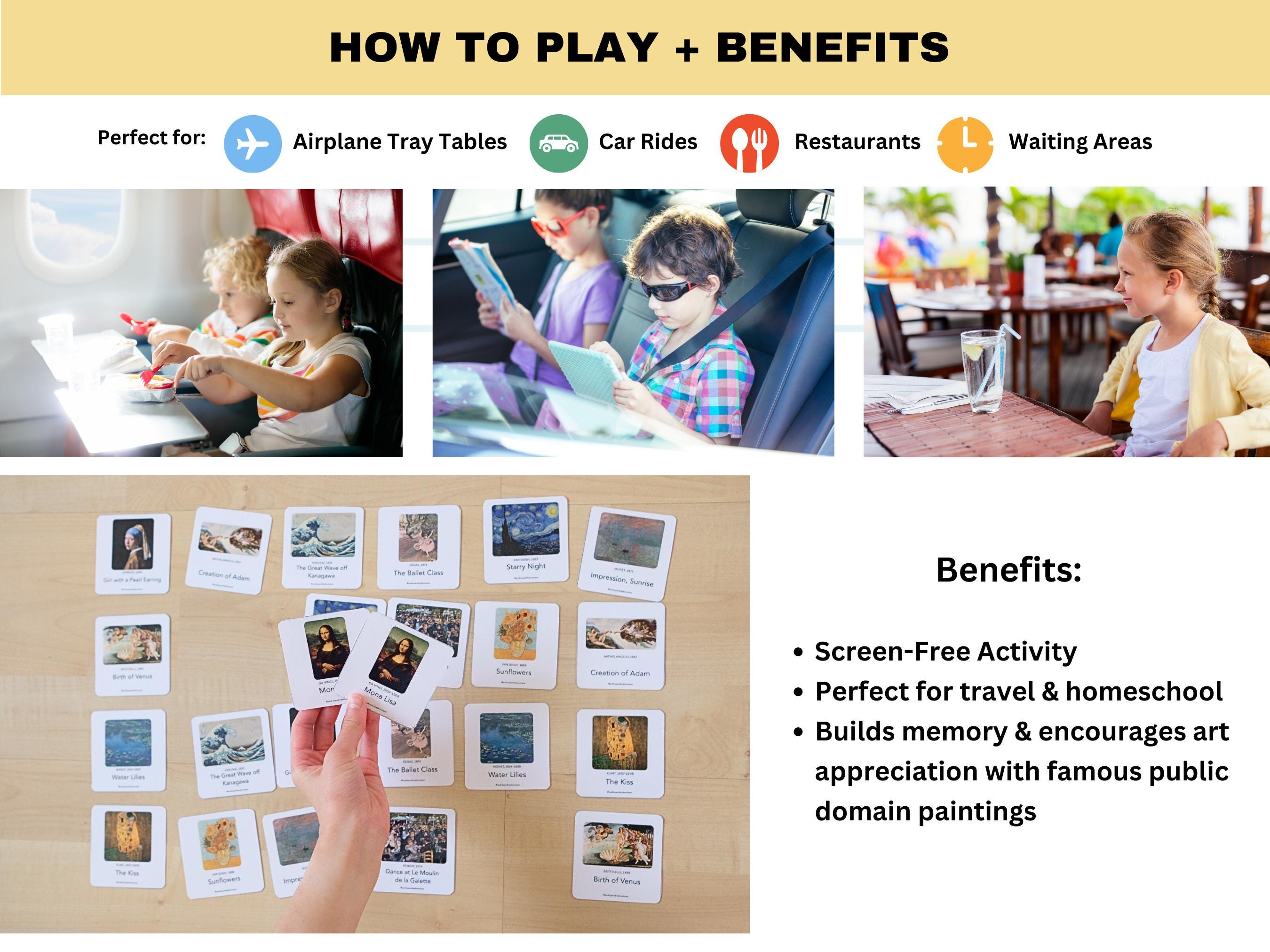 Art History Memory Game for Kids: Montessori Homeschool Travel Activity ...