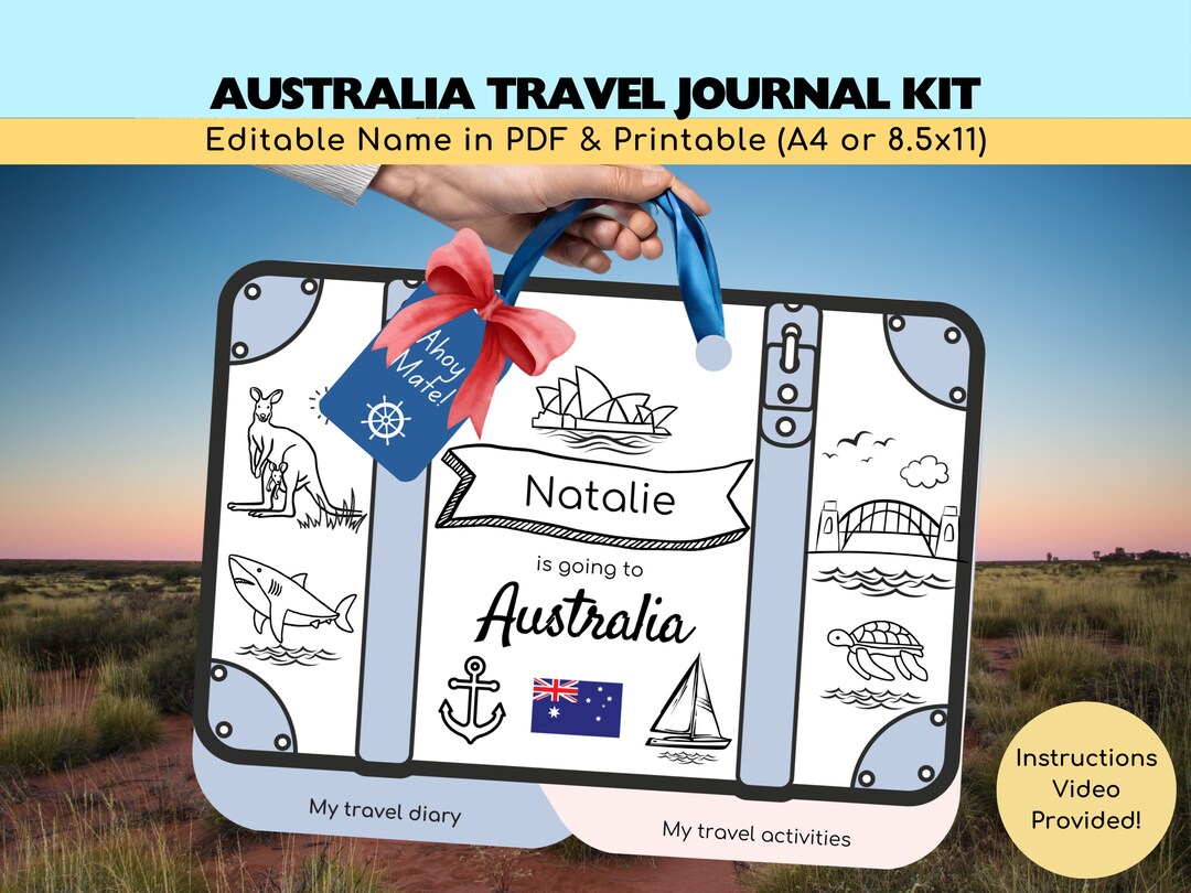 Personalized Australia Travel Journal Kit Surprise Trip Reveal Travel ...