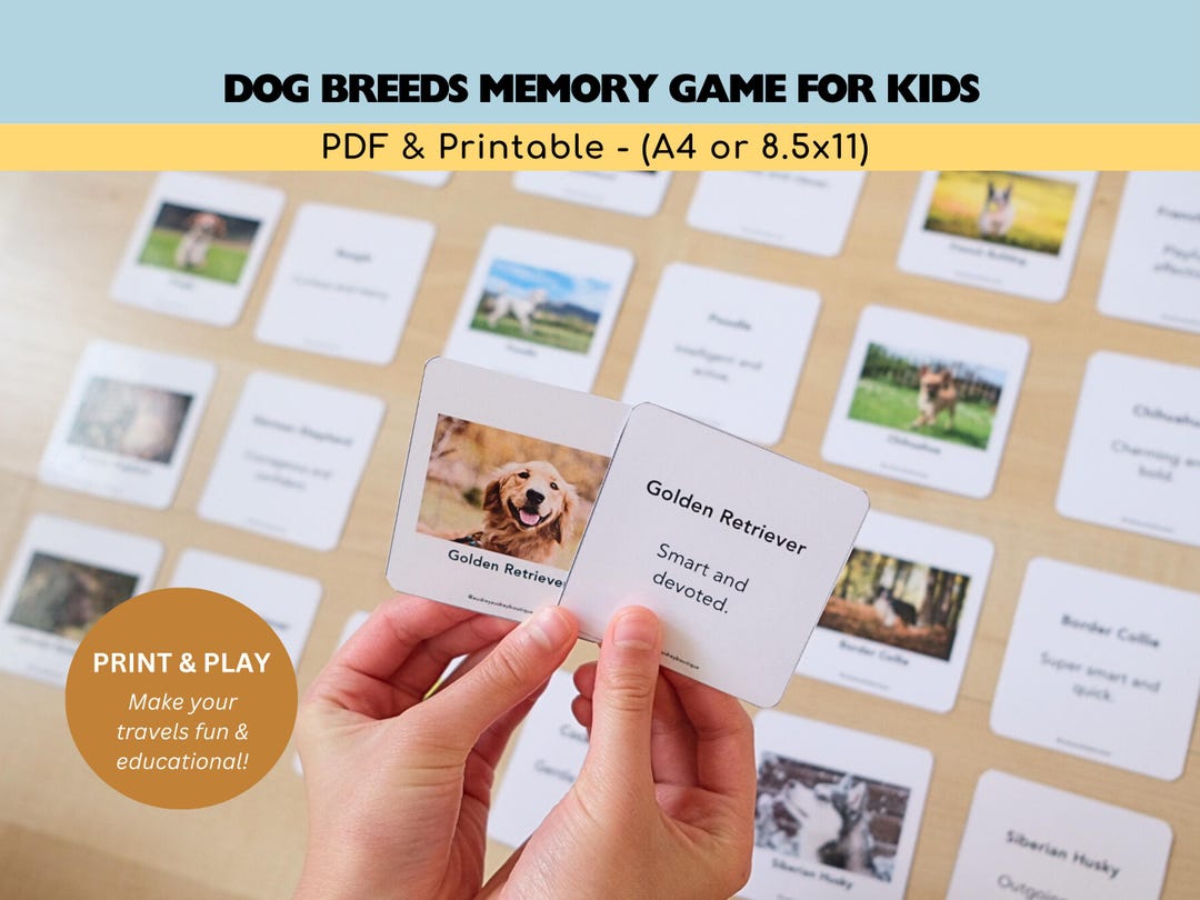 Dog Breeds Memory Game – Printable Montessori Activity, Dog Matching ...