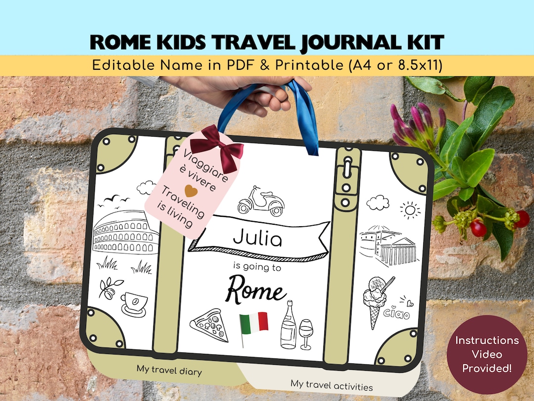 Personalized Rome Kids Travel Journal Kit: Printable Diary (PDF) - Etsy