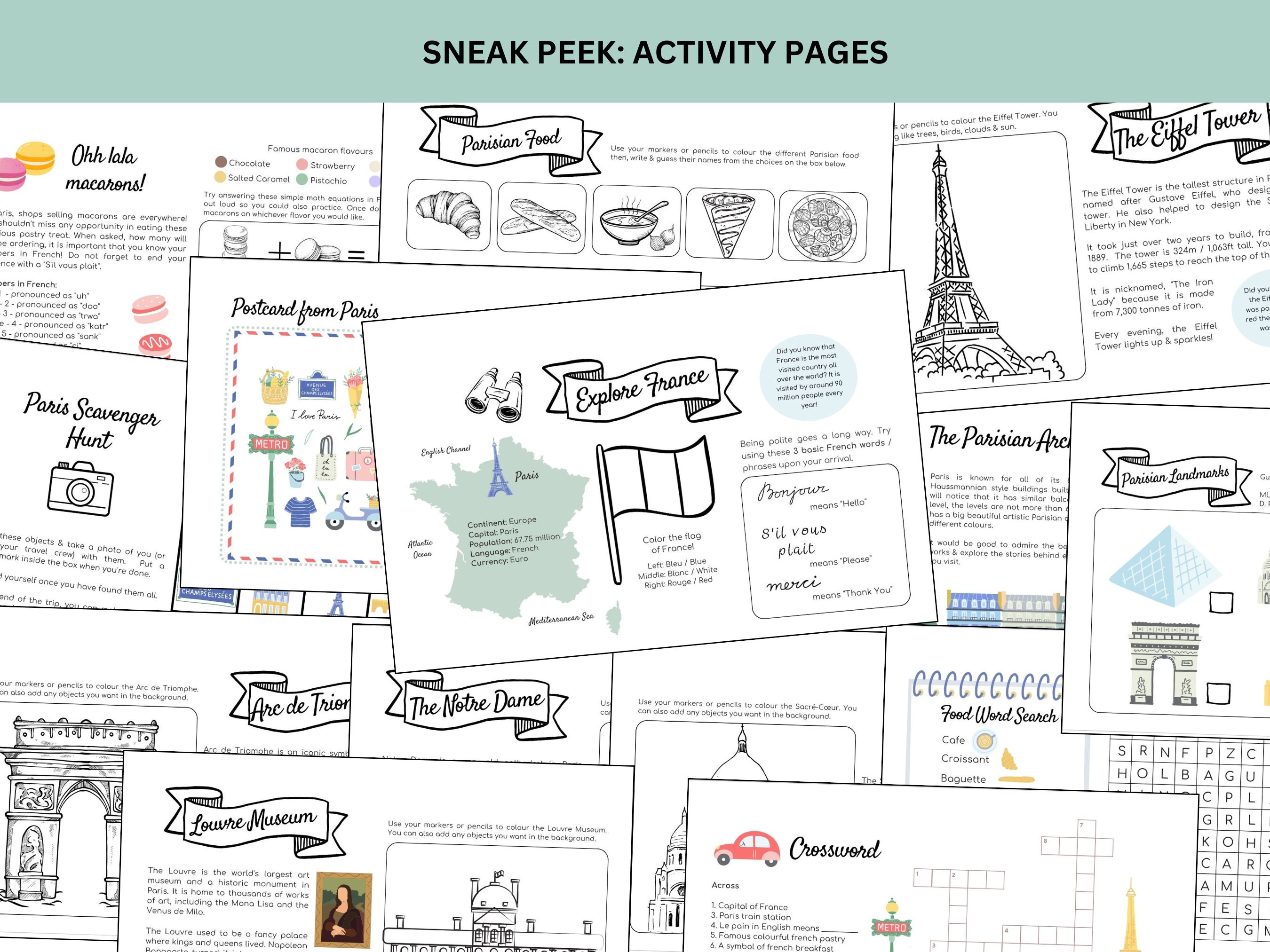 Paris Scavenger Hunt Surprise Trip Reveal Kit Personalized Kids Travel ...