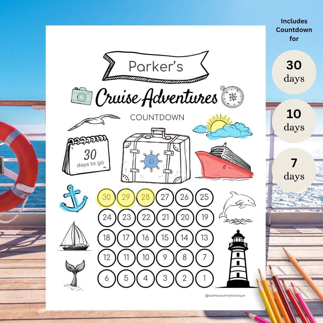 Printable Cruise Countdown for Kids: Surprise Trip Reveal (digital ...