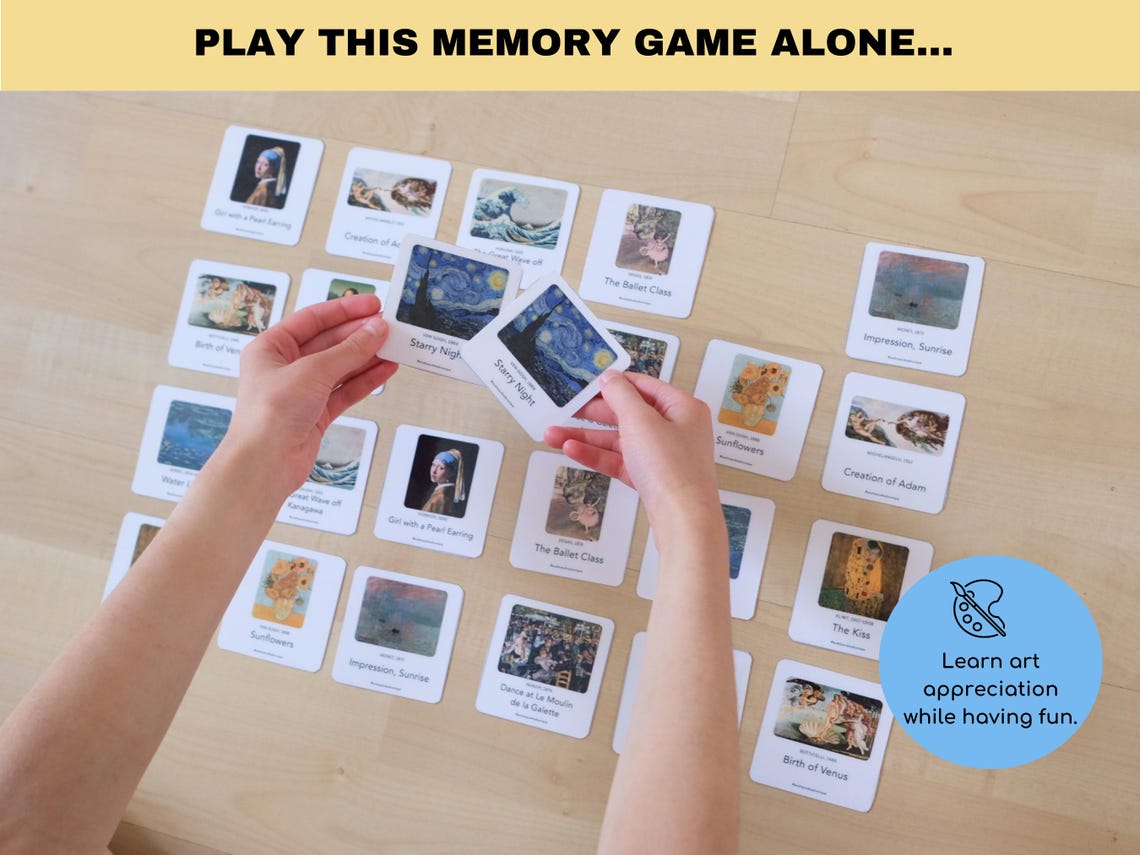 Art History Memory Game for Kids: Montessori Homeschool Travel Activity ...