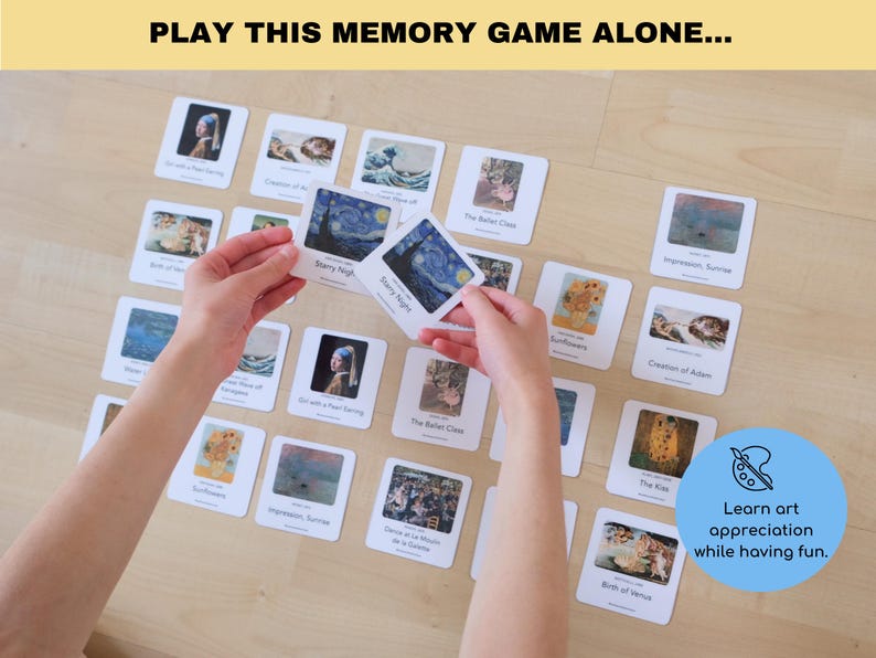 Famous Art Memory Game for Kids – Printable Montessori Travel Activity ...