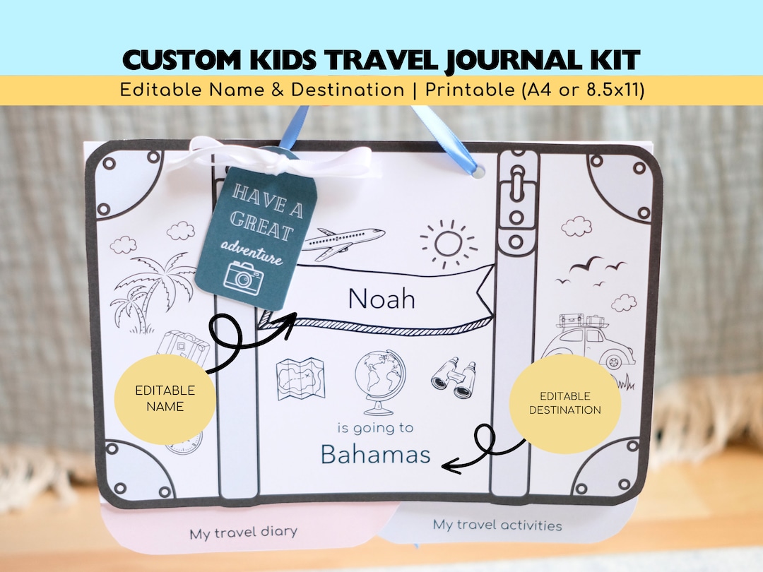Personalized Kids Travel Journal Kit: Surprise Trip Reveal (digital ...